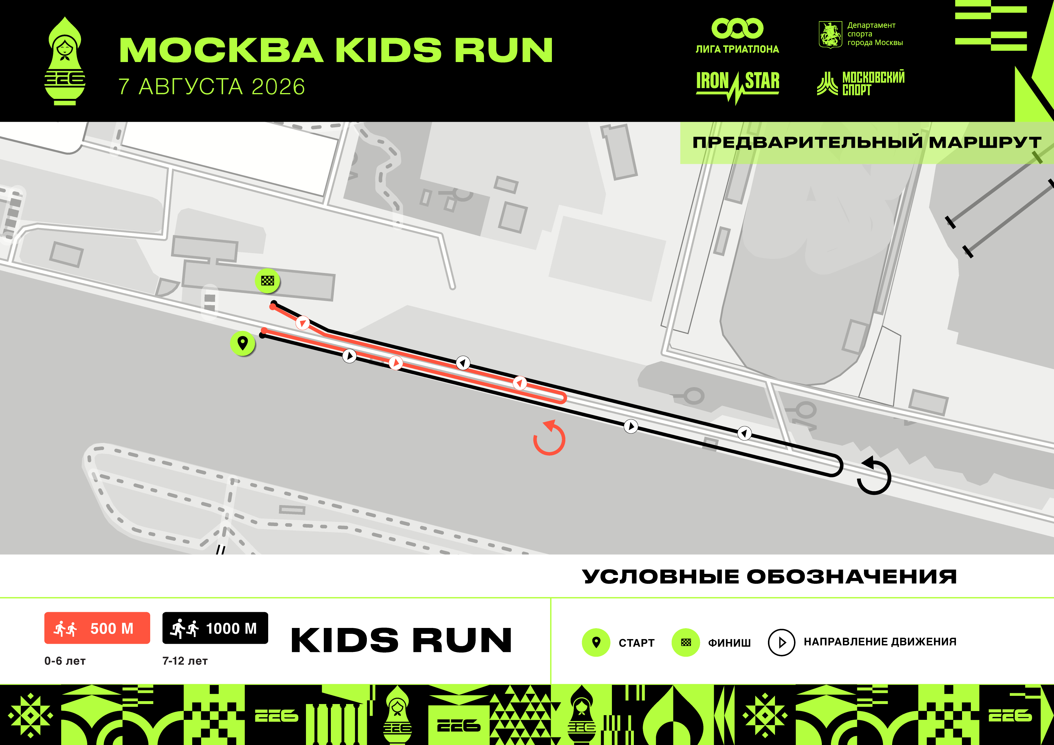 Race course ЛИГА ТРИАТЛОНА & IRONSTAR МОСКВА KIDS RUN 2026 07.08.2026 в ...